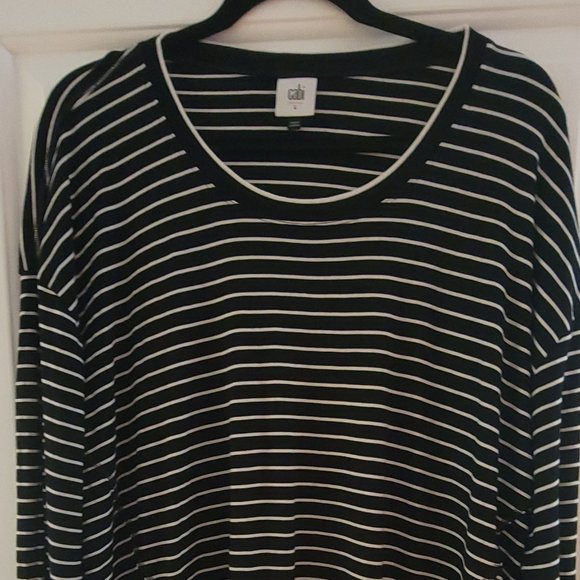 CAbi | Tops | Cabi Crosswalk Tee Large Black And White Striped | Poshmark